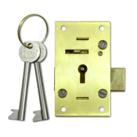 Cupboard Locks - UNION 4146 CUPBOARD LOCK 4 LEVER 2.1/2" STRAIGHT PB ...